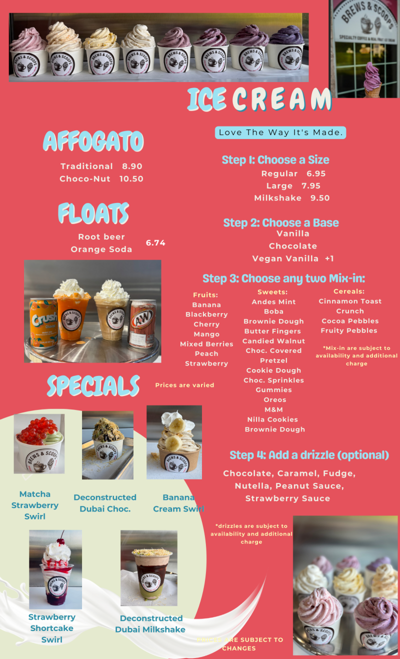 Ice Cream Menu – Brews & Scoops